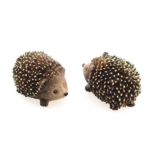 TAODAN Mini Hedgehog Figurine 2PCS Lively Resin Statues Animals Figurines Pet Sculptures Fairy Wild Miniature Garden Accessories for Micro Landscape Plant Pots Bonsai Craft Decor