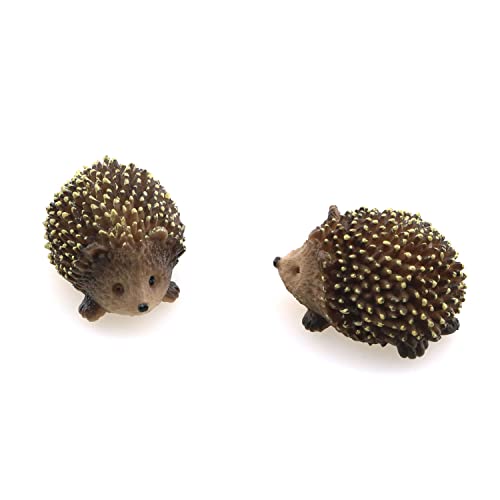 TAODAN Mini Hedgehog Figurine 2PCS Lively Resin Statues Animals Figurines Pet Sculptures Fairy Wild Miniature Garden Accessories for Micro Landscape Plant Pots Bonsai Craft Decor