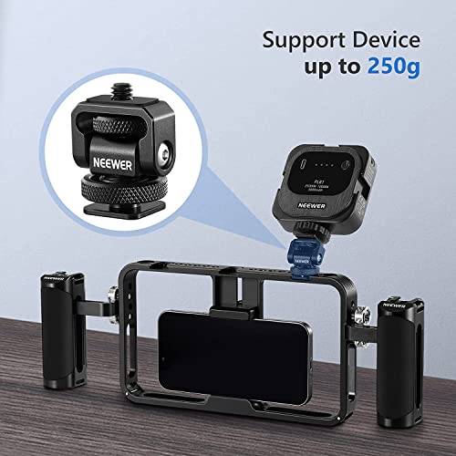 NEEWER 1/4" Mini Cold Shoe Mount Adapter Compatible with SmallRig Camera Phone Cage Rig, LED Video Light, Vlog Accessories, Mount Head Supports 138° Tilt Adjustment, Aluminum Alloy Structure, ST37