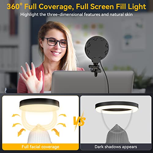 Video Conference Lighting Kit, Full Screen Ring Light Clip on Laptop Monitor, Circle Computer Webcam Camera Lights for Zoom Call/Video Recording/Live Streaming/Self Broadcasting/Tiktok/Youtube/Working