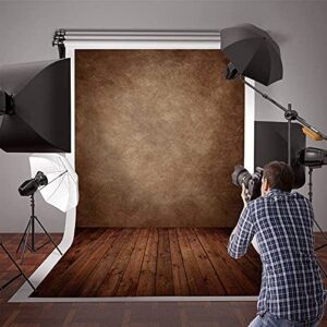 Allenjoy 5x7ft Soft Fabric Brown Wall with Wooden Floor Photography Backdrop Newborn Baby Photoshoot Abstract Portraits Photo Background Photographer Props