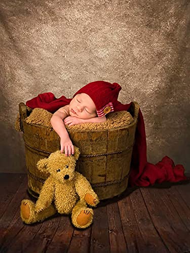 Allenjoy 5x7ft Soft Fabric Brown Wall with Wooden Floor Photography Backdrop Newborn Baby Photoshoot Abstract Portraits Photo Background Photographer Props