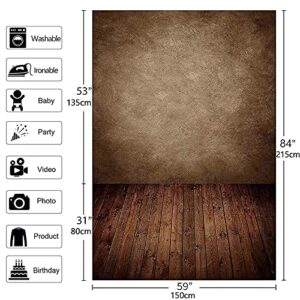 Allenjoy 5x7ft Soft Fabric Brown Wall with Wooden Floor Photography Backdrop Newborn Baby Photoshoot Abstract Portraits Photo Background Photographer Props