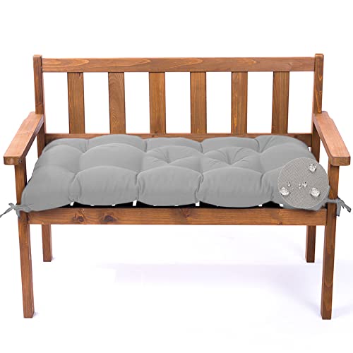 Indoor Outdoor Bench Cushion, Waterproof Swing Cushion Bench Seat Cushion, Swing Chair Replacement Seat Pads Cushion Pillow for Lounger Garden Furniture Patio Metal Wooden Bench (47x20IN, Gray)