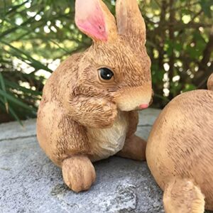 Posee Resin Outdoor Decor Bunny Garden Rabbits Statue Lawn Decoration 3.5 inches