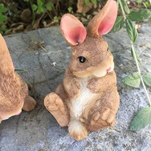 Posee Resin Outdoor Decor Bunny Garden Rabbits Statue Lawn Decoration 3.5 inches