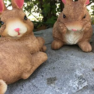 Posee Resin Outdoor Decor Bunny Garden Rabbits Statue Lawn Decoration 3.5 inches