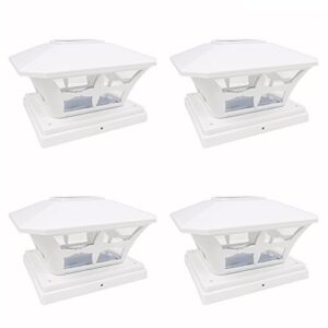 iglow 4 pack white outdoor garden 6 x 6 solar smd led post deck cap square fence light landscape lamp pvc vinyl wood