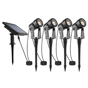 fmart 4 pack warm white, waterproof solar landscape spotlights, low voltage landscape lights, led spot lights outdoor, uplighting outdoor for garden trees yard landscape 2700k