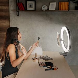 10" Ring Light MACTREM LED Light Ring with Tripod, Clamp & Phone Holder for YouTube Video, Makeup, Selfie, Photography, Live Streaming, Tiktok, 3 Light Modes & 10 Brightness Level