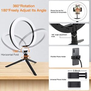 10" Ring Light MACTREM LED Light Ring with Tripod, Clamp & Phone Holder for YouTube Video, Makeup, Selfie, Photography, Live Streaming, Tiktok, 3 Light Modes & 10 Brightness Level