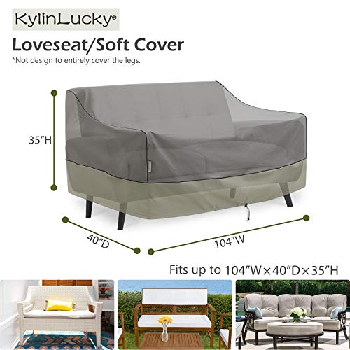 KylinLucky Patio Furniture Covers Waterproof, 3-Seater Sofa Covers - Outdoor Furniture Covers Fits up to 104 x 40 x 35 inches