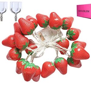 SDOUBLEM 20LED Fruit Strawberry String Lights Battery Powered Indoor Outdoor Lighting Lamp for Wedding Home Birthday Garden Yard Patio Party Decorations