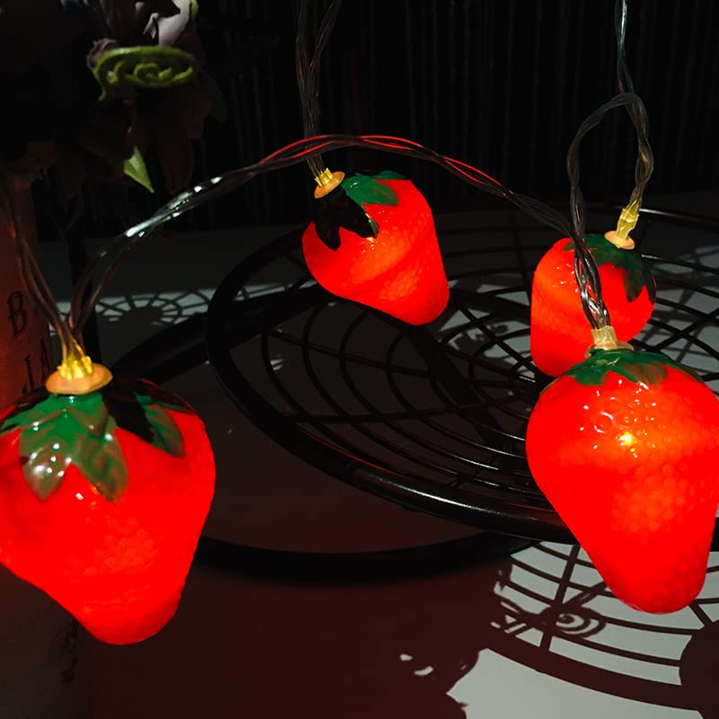 SDOUBLEM 20LED Fruit Strawberry String Lights Battery Powered Indoor Outdoor Lighting Lamp for Wedding Home Birthday Garden Yard Patio Party Decorations