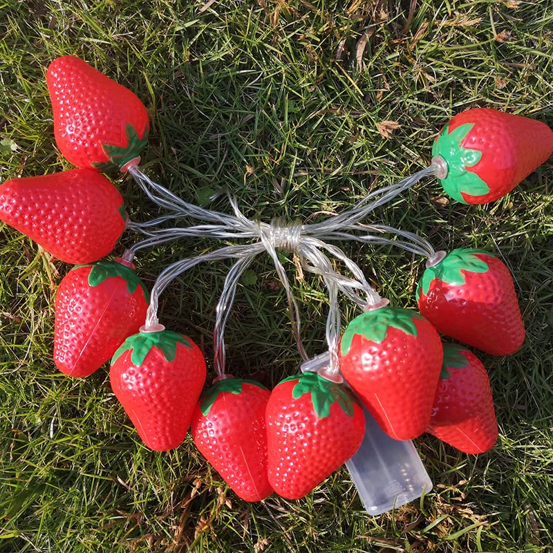 SDOUBLEM 20LED Fruit Strawberry String Lights Battery Powered Indoor Outdoor Lighting Lamp for Wedding Home Birthday Garden Yard Patio Party Decorations