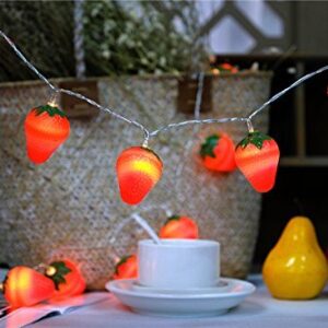 SDOUBLEM 20LED Fruit Strawberry String Lights Battery Powered Indoor Outdoor Lighting Lamp for Wedding Home Birthday Garden Yard Patio Party Decorations