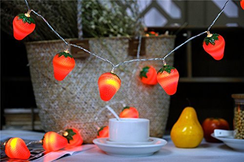 SDOUBLEM 20LED Fruit Strawberry String Lights Battery Powered Indoor Outdoor Lighting Lamp for Wedding Home Birthday Garden Yard Patio Party Decorations