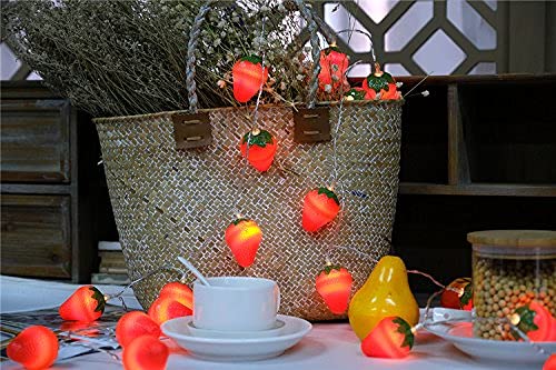 SDOUBLEM 20LED Fruit Strawberry String Lights Battery Powered Indoor Outdoor Lighting Lamp for Wedding Home Birthday Garden Yard Patio Party Decorations