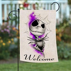 Bysincy Garden Flag Double Sided Burlap,Welcome Quotes House Yard Decoration, America Patriotic Rustic Seasonal Outdoor Yard Flags 12.5 x 18 Inch (Halloween Jack)