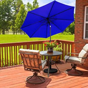 choicehot Patio Umbrella 9‘ Outdoor Patio Market Umbrella for Garden, Pool, Backyard Round Umbrella with Crank System and Tilt，8 Ribs - Blue