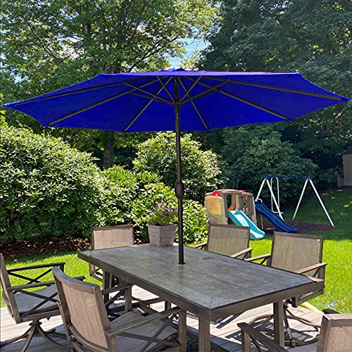 choicehot Patio Umbrella 9‘ Outdoor Patio Market Umbrella for Garden, Pool, Backyard Round Umbrella with Crank System and Tilt，8 Ribs - Blue