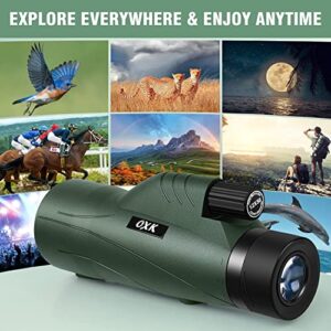 12x56 High Power Monocular Telescope with Smartphone Adapter Tripod Travel Bag, Larger Vision Monoculars for Adults Kids with BAK4 Prism & FMC Lens, Suitable for Bird Watching Hunting Hiking Camping