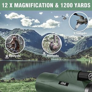 12x56 High Power Monocular Telescope with Smartphone Adapter Tripod Travel Bag, Larger Vision Monoculars for Adults Kids with BAK4 Prism & FMC Lens, Suitable for Bird Watching Hunting Hiking Camping