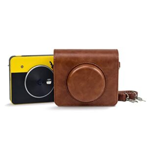 rieibi mini shot 3 retro case, pu leather protective case for kodak mini shot 3 retro c300r 2-in-1 camera/portable instant printer with shoulder strap