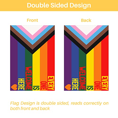 Bradford Pride Flag for Garden EVERY ONE IS WELCOME HERE 12x18 Inches, Double Sided All Inclusive Progress Pride Flags LGBTQ Support Rainbow Gay- Outdoor Pride Flags for Lawn Yard Garden(Stand Not Included)