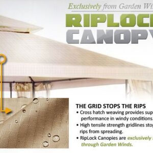 Garden Winds Universal 10 x 10 Single Tiered Gazebo Replacement Canopy Top Cover - Riplock 350 - Beige