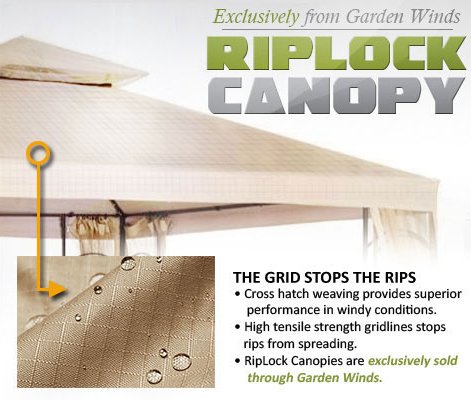 Garden Winds Universal 10 x 10 Single Tiered Gazebo Replacement Canopy Top Cover - Riplock 350 - Beige