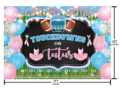 AIBIIN 7x5ft Touchdowns or Tutus Gender Reveal Backdrop American Football Pregnant Announcement Gender Neutral Photography Background Newborn Baby Shower Party Decorations Banner Supplies Photo Props