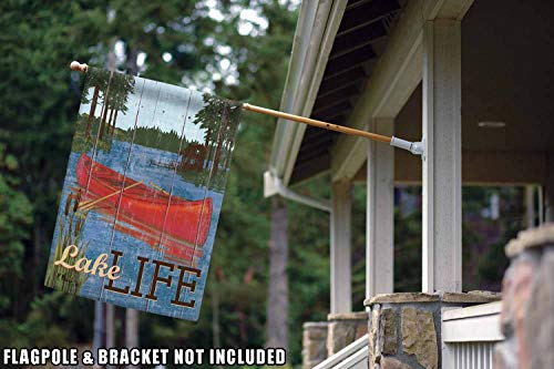 Toland Home Garden 1010007 Rustic Lake Life summer Flag 28x40 Inch Double Sided summer Garden Flag for Outdoor House Canoe Flag Yard Decoration