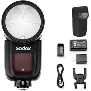 godox v1-c round head camera flash speedlite, 2.4g x wireless hss 76ws speedlight flash for canon 6d 7d 50d 60d 500d 550d 600d 650d 1000d 1100d 1dx 580ex ii 5d mark ii iii