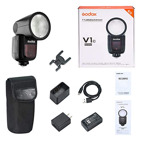 Godox V1-C Round Head Camera Flash Speedlite, 2.4G X Wireless HSS 76Ws Speedlight Flash for Canon 6D 7D 50D 60D 500D 550D 600D 650D 1000D 1100D 1DX 580EX II 5D Mark II III