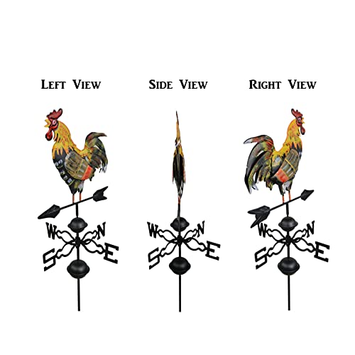 HGC 48 in. Metal Weather Vane for Garden Decor Farmhouse Decorative with Rooster Ornament Wind Vane Weathervanes