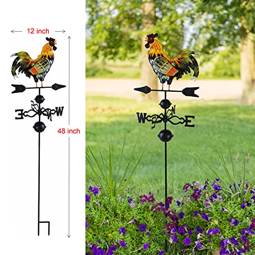 HGC 48 in. Metal Weather Vane for Garden Decor Farmhouse Decorative with Rooster Ornament Wind Vane Weathervanes