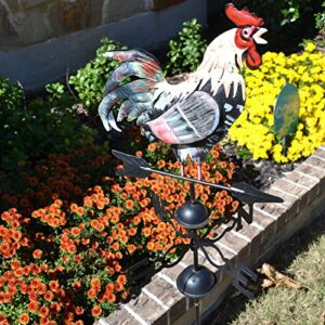 HGC 48 in. Metal Weather Vane for Garden Decor Farmhouse Decorative with Rooster Ornament Wind Vane Weathervanes