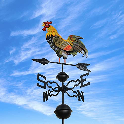 HGC 48 in. Metal Weather Vane for Garden Decor Farmhouse Decorative with Rooster Ornament Wind Vane Weathervanes