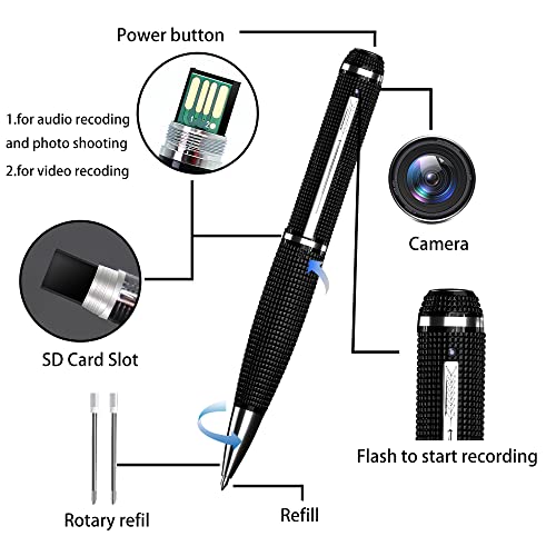 Professional Hd 1080p indoor spy Camera Pen Portable Camera 32g Extra Long Standby Classroom Learning Office Meeting (Extra high Speed 32g Memory Card)