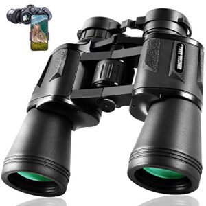 binoculars for adults – 20×50 high power binoculars for bird watching 28mm large eyepiece waterproof binoculars hunting hiking concert travel with smartphone adapter bak4 prism fmc lens, black