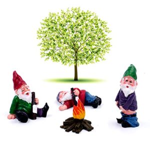 hartser 4pcs fairy garden accessories drink gnomes dwarf collectible figurines figurines ornaments my little friend gnome – fishbowl miniature gnome kit garden gnomes (4pcs)