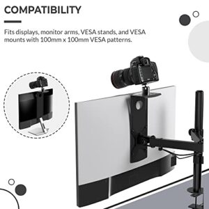 HumanCentric DSLR Monitor Mount – Monitor Shelf for Desk Camera Mount, Light Webcam and Microphone Camera Shelf for Monitor VESA Arm, Replace Clamp Tripods for Camera Desk Mount, Small