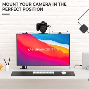 HumanCentric DSLR Monitor Mount – Monitor Shelf for Desk Camera Mount, Light Webcam and Microphone Camera Shelf for Monitor VESA Arm, Replace Clamp Tripods for Camera Desk Mount, Small