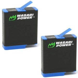 wasabi power battery (2-pack) for gopro hero8 black (all features available), hero7 black, hero6 black, hero5 black, hero 2018, fully compatible with original