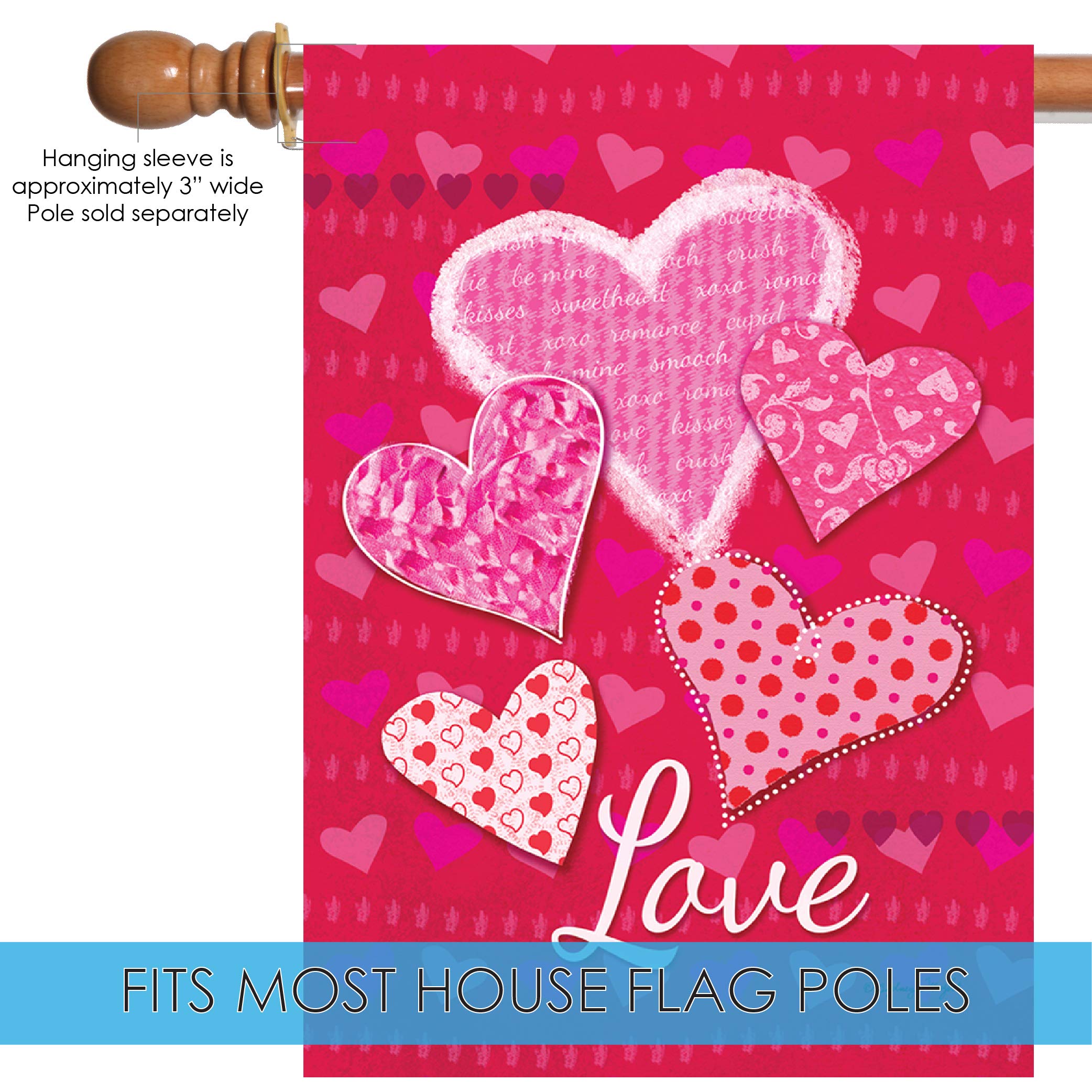 Toland Home Garden 1010058 Whole Lotta Love Valentine Flag 28x40 Inch Double Sided Valentine Garden Flag for Outdoor House Valentines Day Flag Yard Decoration