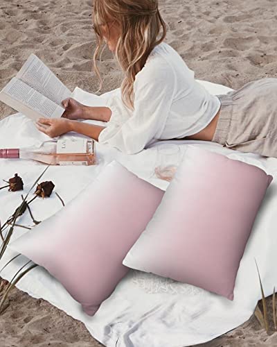 Xback Outdoor Throw Pillow Covers Waterproof Cushion Cases Set of 2, Cute Pink White Gradient Dreamy Minimalist Style Decorative Pillowcases for Patio Furniture Garden Tent-