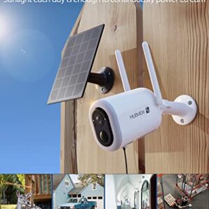 MUBVIEW Solar Security Cameras Wireless Outdoor Floodlight, 2K Outdoor Camera Wireless, Home Security Camera Outdoor, 800 Lumens Light/Siren/14000 Battery/2.4G WiFi/2-Way Talk/IP67/SD/Cloud