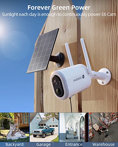 MUBVIEW Solar Security Cameras Wireless Outdoor Floodlight, 2K Outdoor Camera Wireless, Home Security Camera Outdoor, 800 Lumens Light/Siren/14000 Battery/2.4G WiFi/2-Way Talk/IP67/SD/Cloud