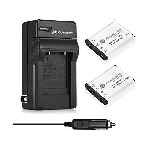 Powerextra 2 x NP-45A NP-45B NP-45S Battery and Charger Compatible with Fujifilm INSTAX Mini 90 Fujifilm FinePix XP140 XP130 XP120 XP90 XP80 XP70 XP60 XP50 XP30 XP20 T560 T550 T510 T500 T400 T360